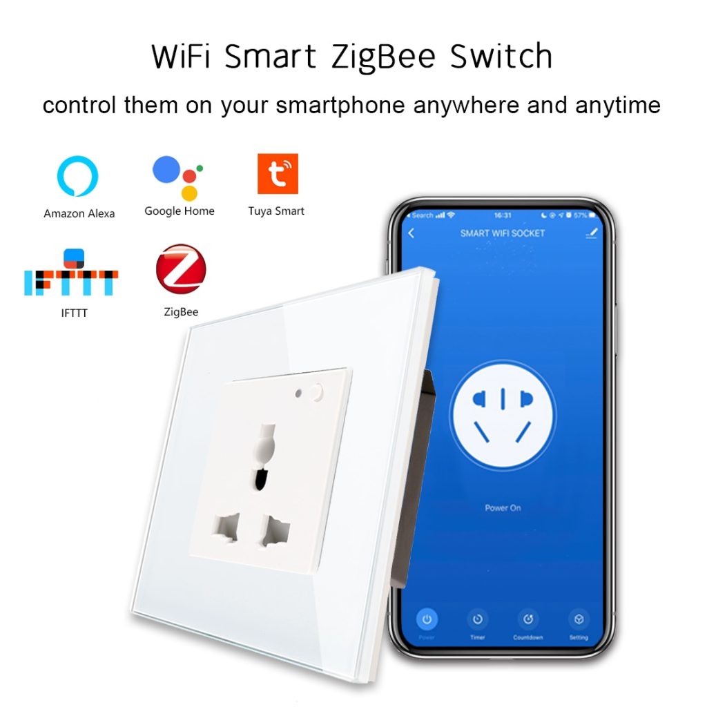 Bingoelec Zigbee UK Universal Socket with Power Monitor 16A