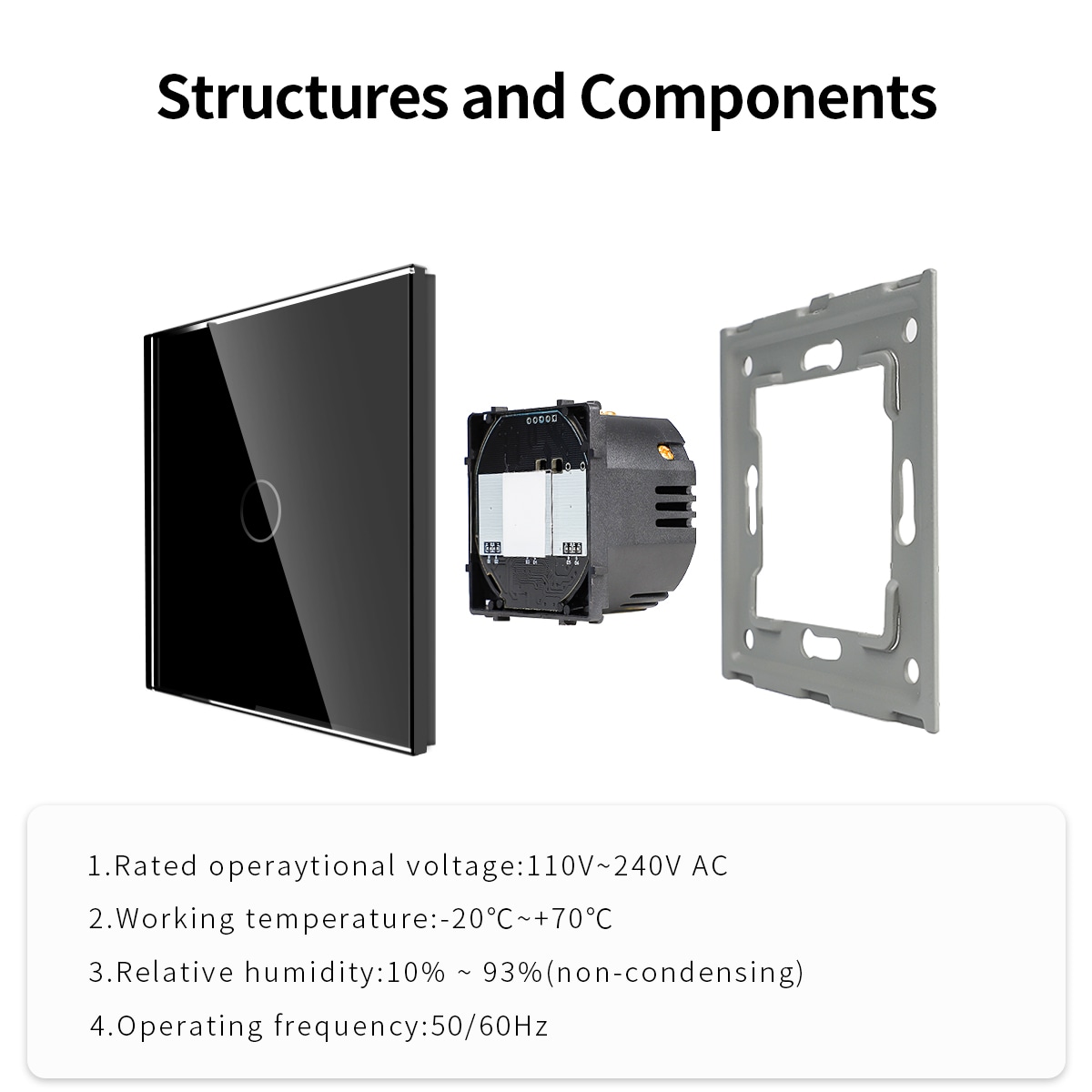 Bingoelec 1gang2way Wall Touch Light Switch 800W/gang