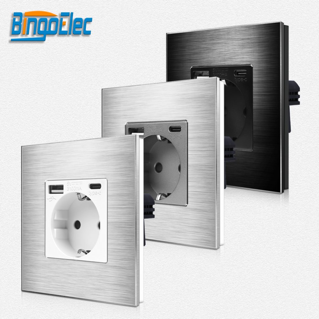 Bingoelec Europe Type F Wall Socket with USB A+C 20W fast Charging