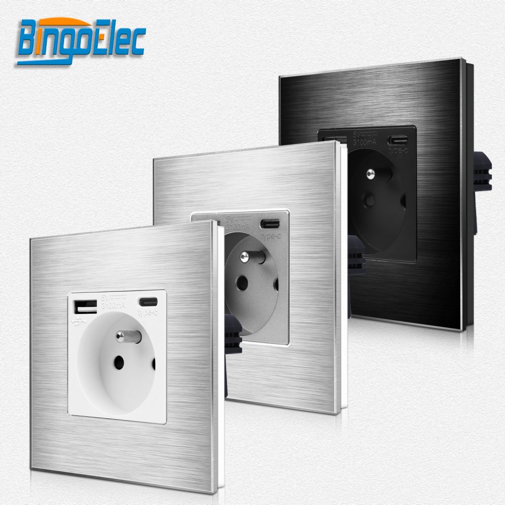 Bingoelec Europe Type E Wall Socket with USB A+C 20W fast Charging