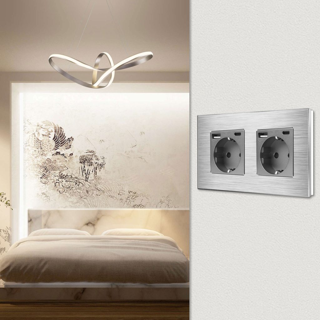 Bingoelec Double Europe Type F Wall Socket with USB A+C 20W fast Charging