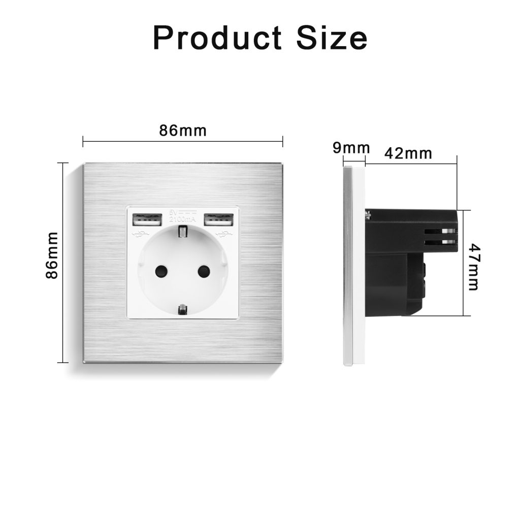 Bingoelec Europe Type F Wall Socket with USB 5V 2.1A