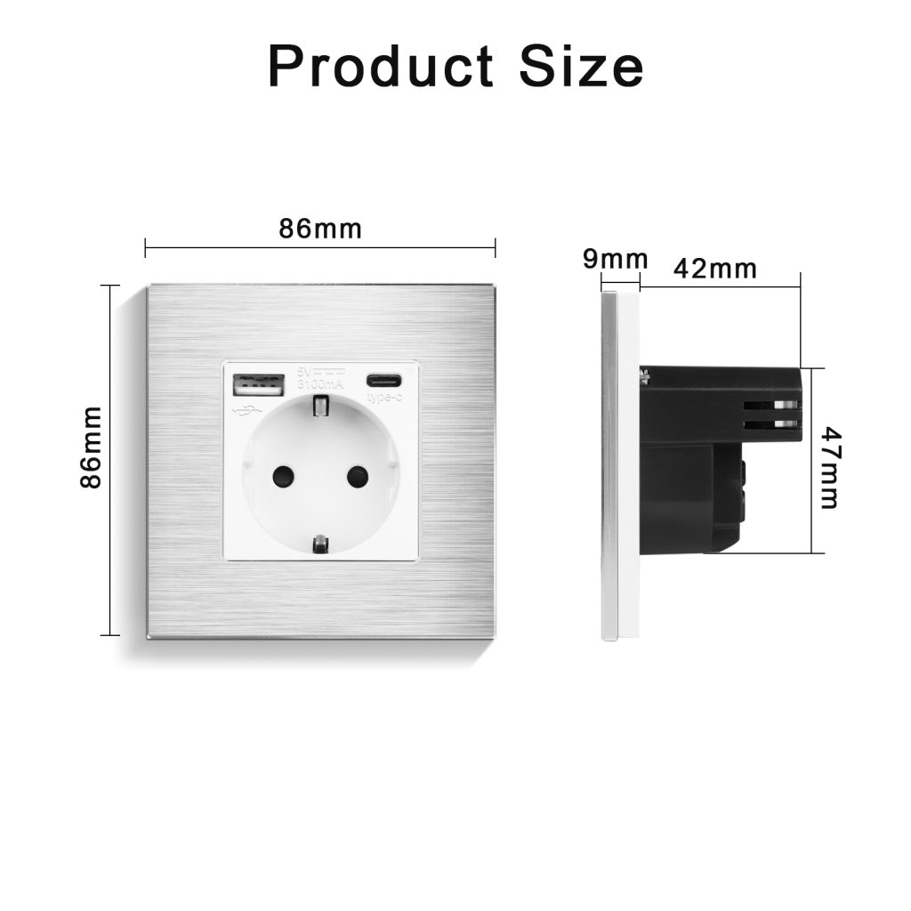 Bingoelec Europe Type F Wall Socket with USB A+C 20W fast Charging