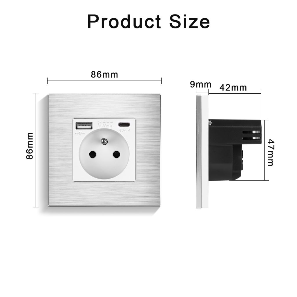 Bingoelec Europe Type E Wall Socket with USB A+C 20W fast Charging