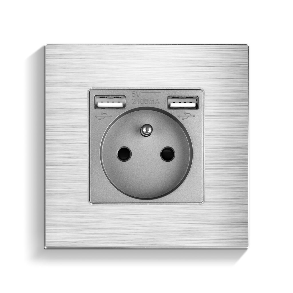 Bingoelec Europe Type E Wall Socket with USB 5V 2.1A